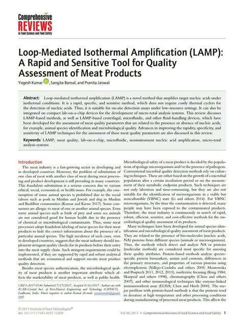 Pdf Loop Mediated Isothermal Amplification Lamp A Rapid And Sensitive Tool For Quality