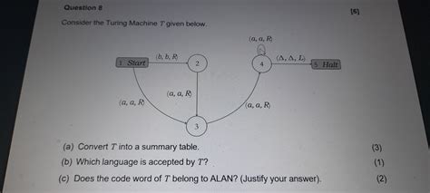 solved question 8[6]consider the turing machine t ﻿given