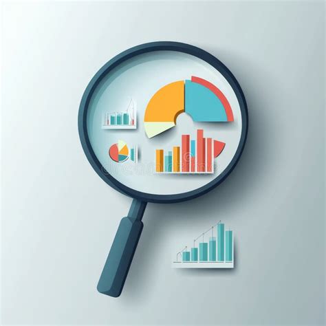 Exploring Data Analysis With A Magnifying Glass And Chart Icons In