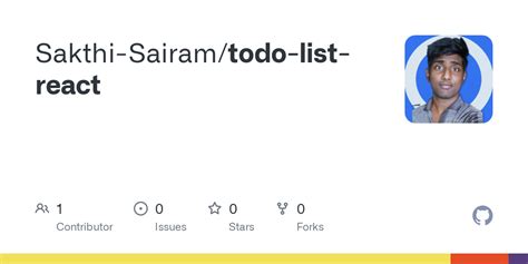 GitHub Sakthi Sairam Todo List React