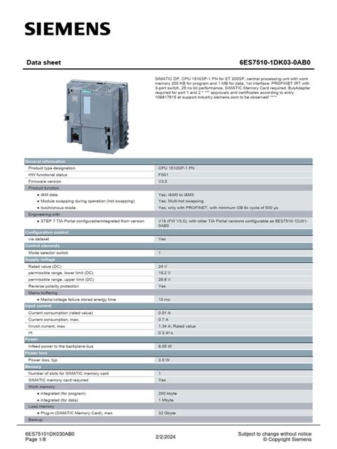 6es75101dk030ab0 datasheet en pdf