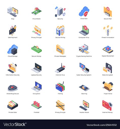 Cyber Security And Encryption Icons Royalty Free Vector