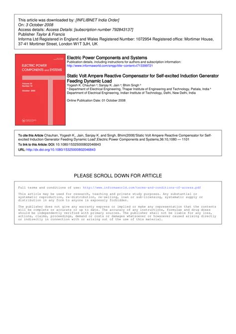 Pdf Static Volt Ampere Reactive Compensator For Self Excited