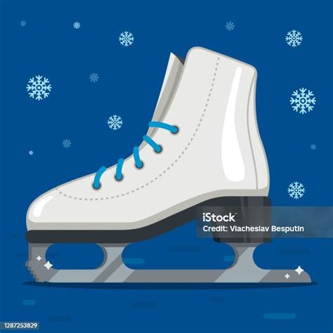 겨울에 피겨 스케이팅을위한 흰색 얼음 스케이트 야외 스케이트장 아이스 스케이트에 대한 스톡 벡터 아트 및 기타 이미지 아이스 스케이트 겨울 겨울 스포츠 Istock