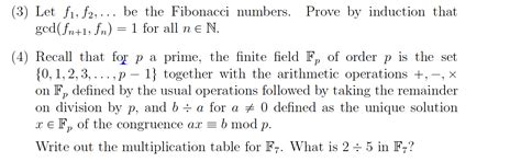 solved 3 let f1 f2 … be the fibonacci numbers prove by