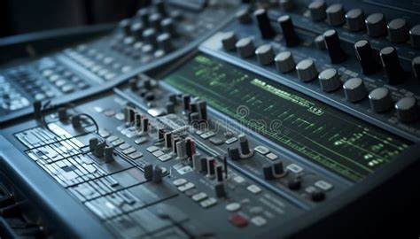 sound engineer adjusting knobs on mixing equipment generated by ai