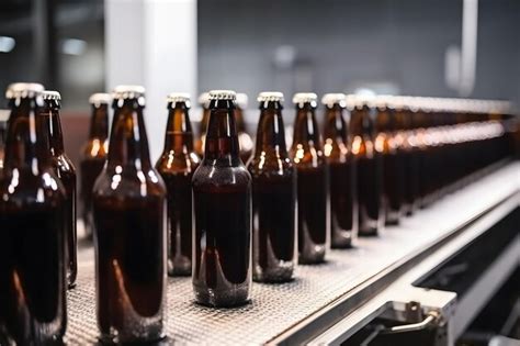 Premium Ai Image Beer Bottles On The Conveyor Belt Neural Network Ai Generated
