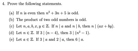solved 4 prove the following statements a if n is even
