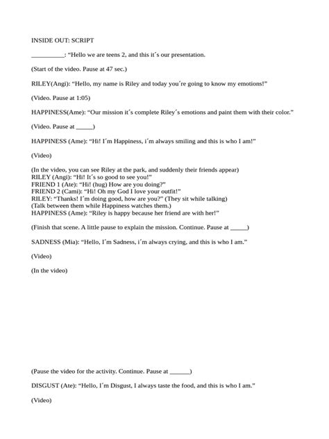 Inside Out Script Pdf