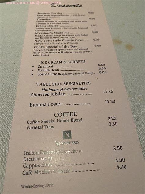 Online Menu Of Massimos Restaurant Bar And Private Event Venue