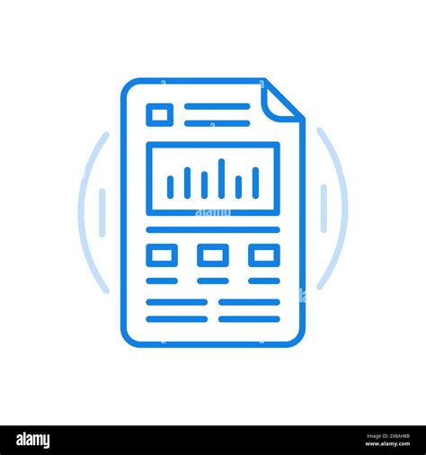 Text Statistical Report Vector Line Icon Sheet Of Paper With Graph Bars And Notes Checking And