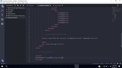 How To Export Table Into Excel Sheet Using Jquery And Bootstrap Youtube