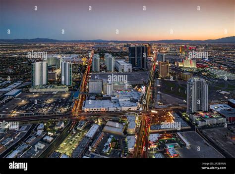 Las Vegas Strip From A Birds Eye View At Sunset From The Panoramic