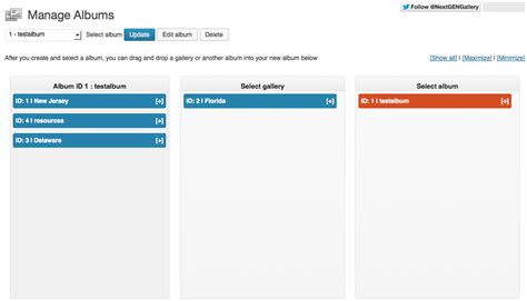 how to add an album to a page in wordpress using nextgen gallery lena