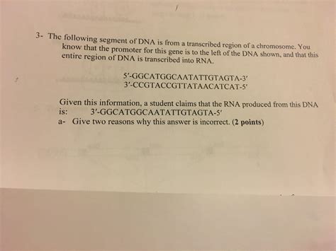 solved the following segment of dna is from a transcribed