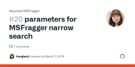 Parameters For MSFragger Narrow Search Issue Nesvilab MSFragger GitHub