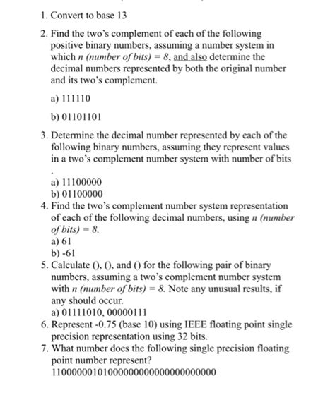 solved 1 convert to base 13 2 find the two s complement of