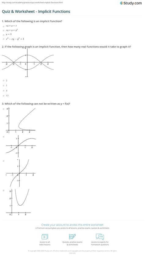 Quiz Worksheet Implicit Functions Study Com
