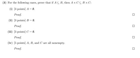 solved for the following cases prove that if a subset to b