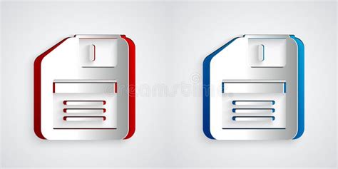 paper cut floppy disk for computer data storage icon isolated on grey