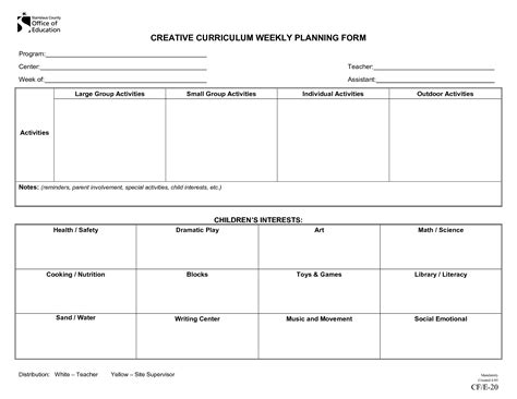 Creative Curriculum Lesson Plan Template Free Employee Onboarding