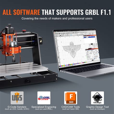 Vevor Cnc Router Machine 300x200x72mm Working Area 120w Engraving Machine 3 Axis Grbl Control