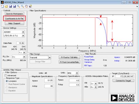 Matlab Filter Design Wizard For Ad9361 Analog Devices Wiki