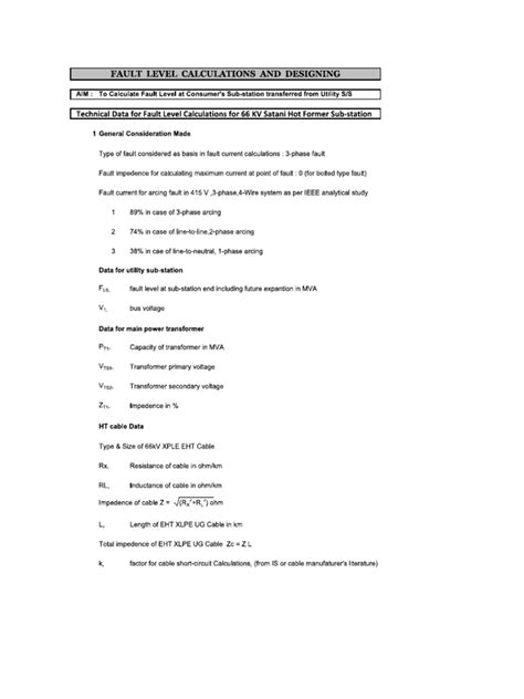 fault level calculation pdf
