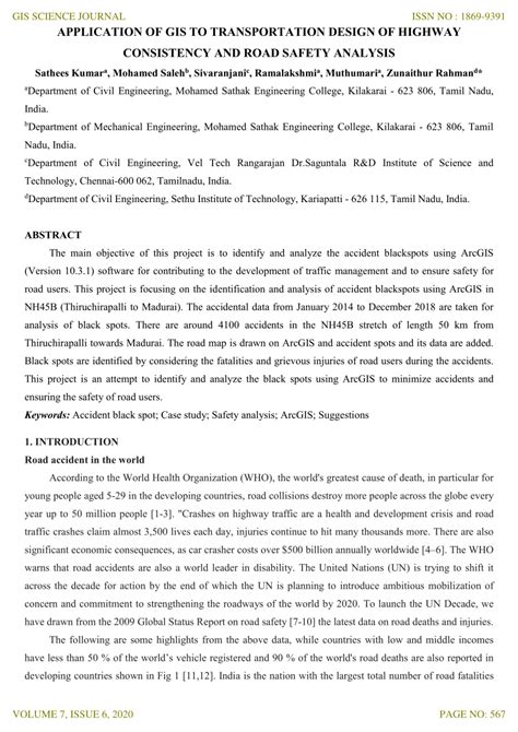PDF APPLICATION OF GIS TO TRANSPORTATION DESIGN OF HIGHWAY CONSISTENCY AND ROAD SAFETY ANALYSIS