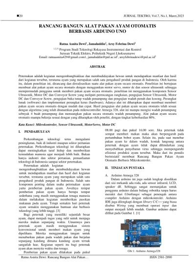 Rancang Bangun Alat Pakan Ayam Otomatis Berbasis Arduino Uno