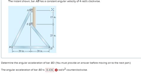 Solved Determine The Angular Acceleration Of Bar BD You Chegg