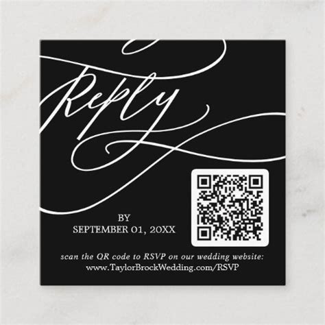 Romantic Calligraphy Dark Photo Qr Code Rsvp Enclosure Card Zazzle