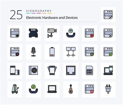 Free Vector Devices 25 Line Filled Icon Pack Including Database