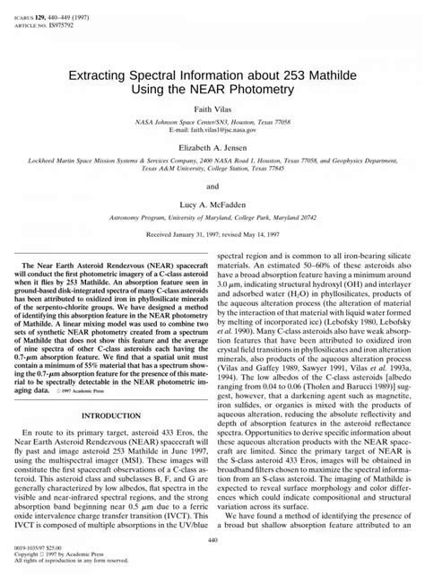 Pdf Extracting Spectral Information About 253 Mathilde Using The Near Photometry Dokumentips