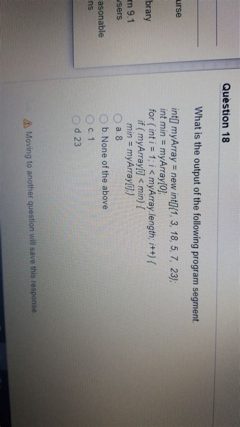 solved question 18 what is the output of the following