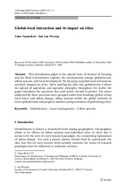 pdf global local interaction and its impact on cities