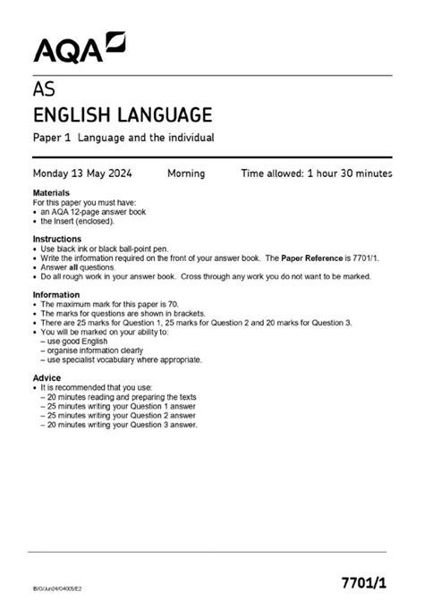 Aqa A Level English Language Paper 1 And2 Aqa As English Language Paper