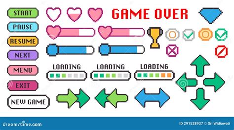 Collection Of Pixel Characters Of Videogame Or Mobile Game 80s Style World Of 8 Bit Game