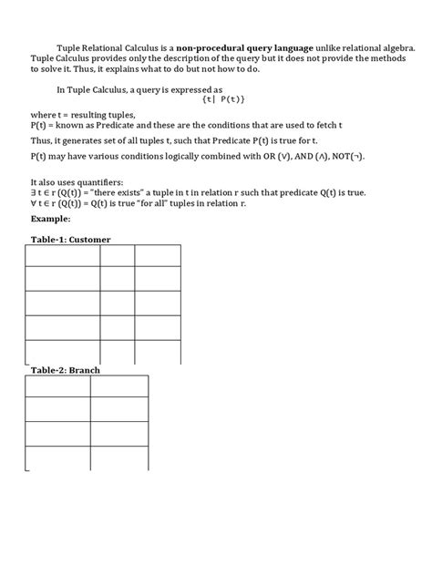 Tuple And Domain Relational Calculus Pdf Relational Model Databases