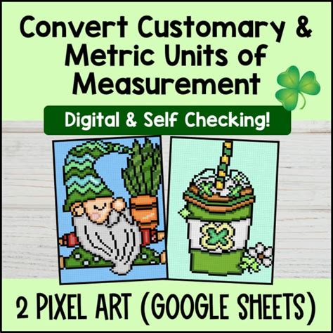 Converting Units Of Measurements Digital Pixel Art Customary And Metric Units