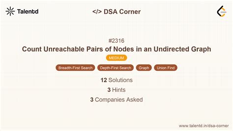 Count Unreachable Pairs Of Nodes In An Undirected Graph Dsa Problem