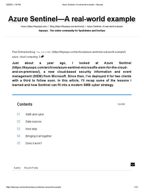 Azure Sentinel A Real World Example 4sysops Pdf Microsoft Azure Active Directory