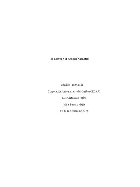 Cuadro Comparativo El Ensayo y Articulo Cientifico | PDF | Ensayos | Science