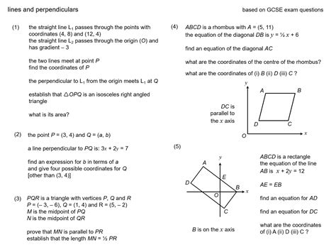 MEDIAN Don Steward Mathematics Teaching GCSE Line Questions