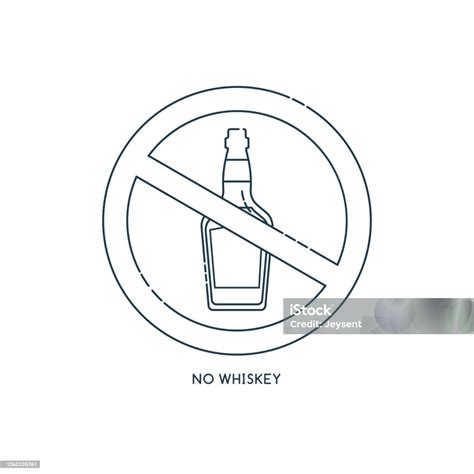 금지 알코올 위스키에 서명하지 않습니다 빨간색 교차 원을 통해 위스키 한 잔의 색상 그림 현대적인 스타일의 음료 플랫 라인을 금지합니다 경고 기호 아이콘입니다 술에 취해