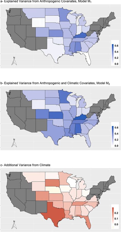 Spatial Distribution Of The Explained Variance From The Nested Models