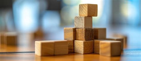Premium Photo Wooden Building Blocks Used To Create A Kpi Or Key