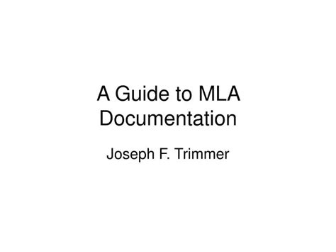 PPT A Guide To MLA Documentation PowerPoint Presentation Free Download ID
