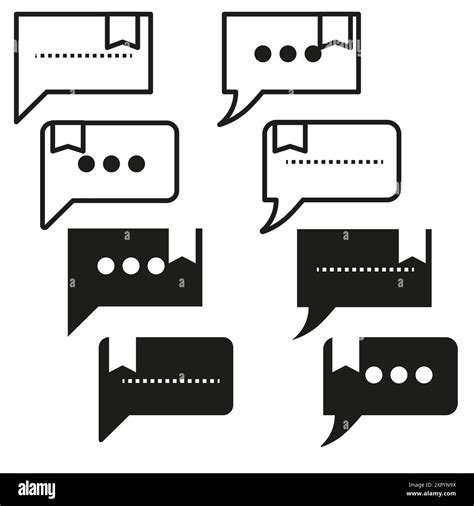 Message icon set. Black and white vector. Speech bubble symbols. Communication elements Stock ...