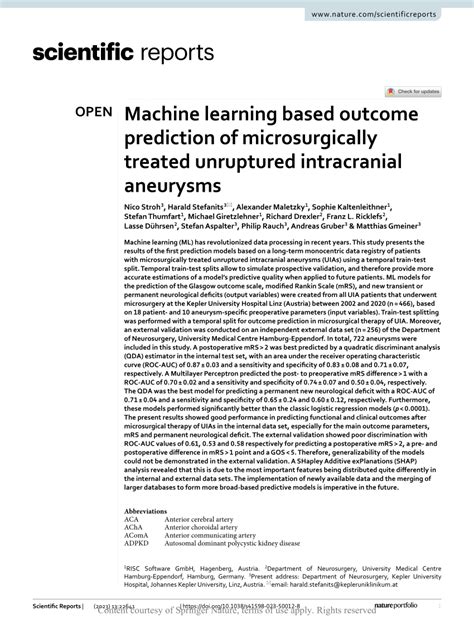 Pdf Machine Learning Based Outcome Prediction Of Microsurgically